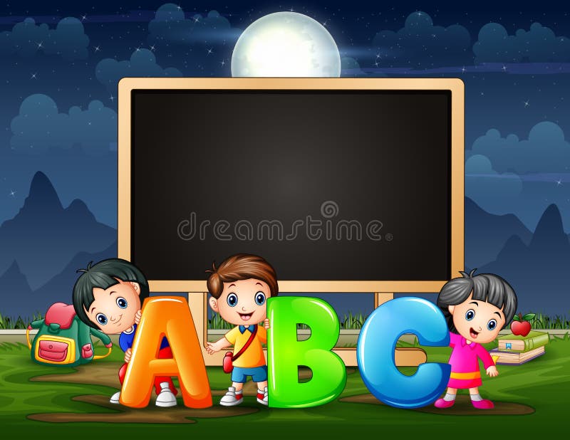 Frame Template with Kids Holding ABC Alphabet Stock Vector ...