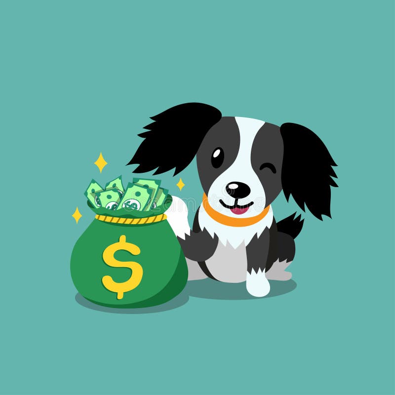 Vector Cartoon Character Dog With Money Bag Stock Vector - Illustration ...