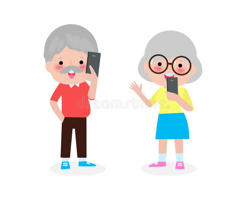 Old Person Using Computer Cartoon Stock Illustrations – 498 Old Person ...