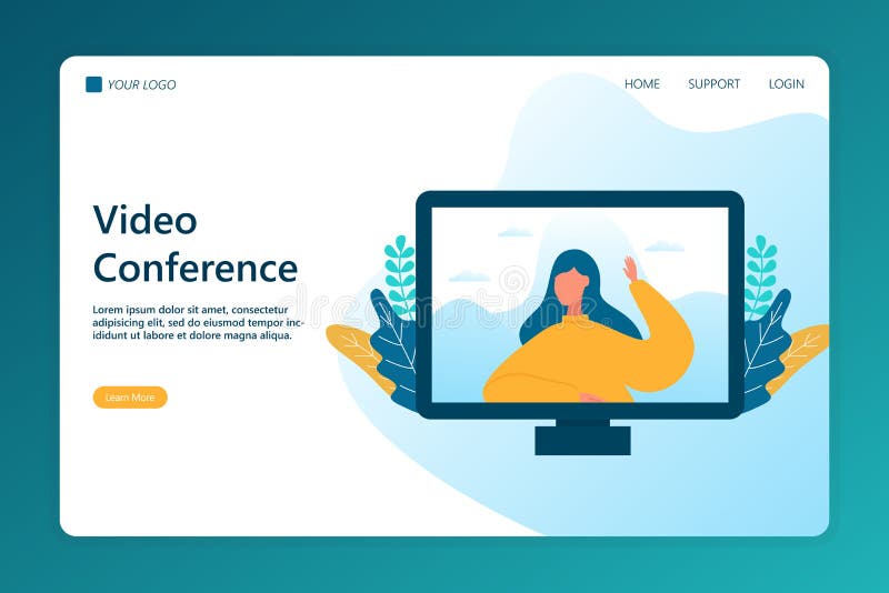 Video Conferencing Concept for Landing Page. Creative Landing Page ...
