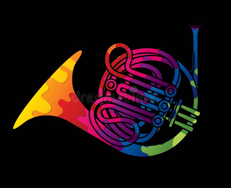 French Horn Instrument Cartoon Music Graphic Vector Stock Vector ...