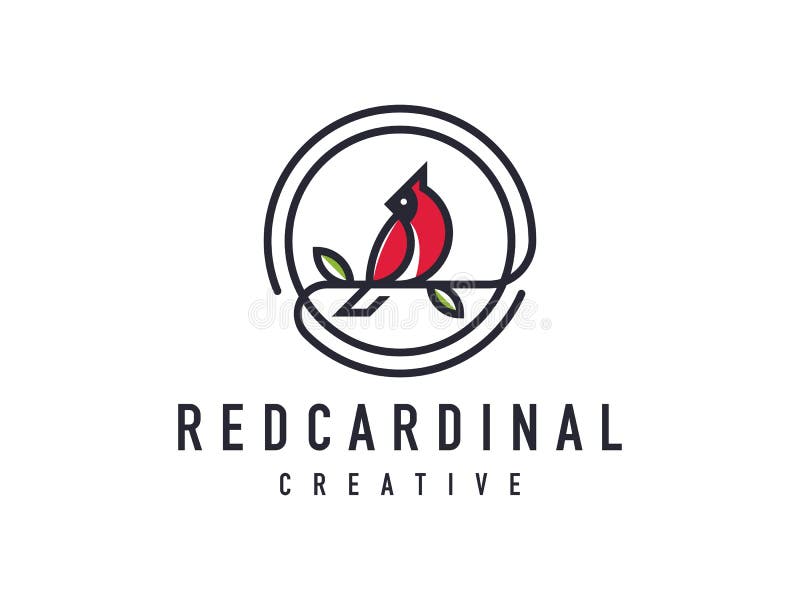 Elegant Minimalist Cardinal Bird Outline Logo Red Cardinal Cardinal