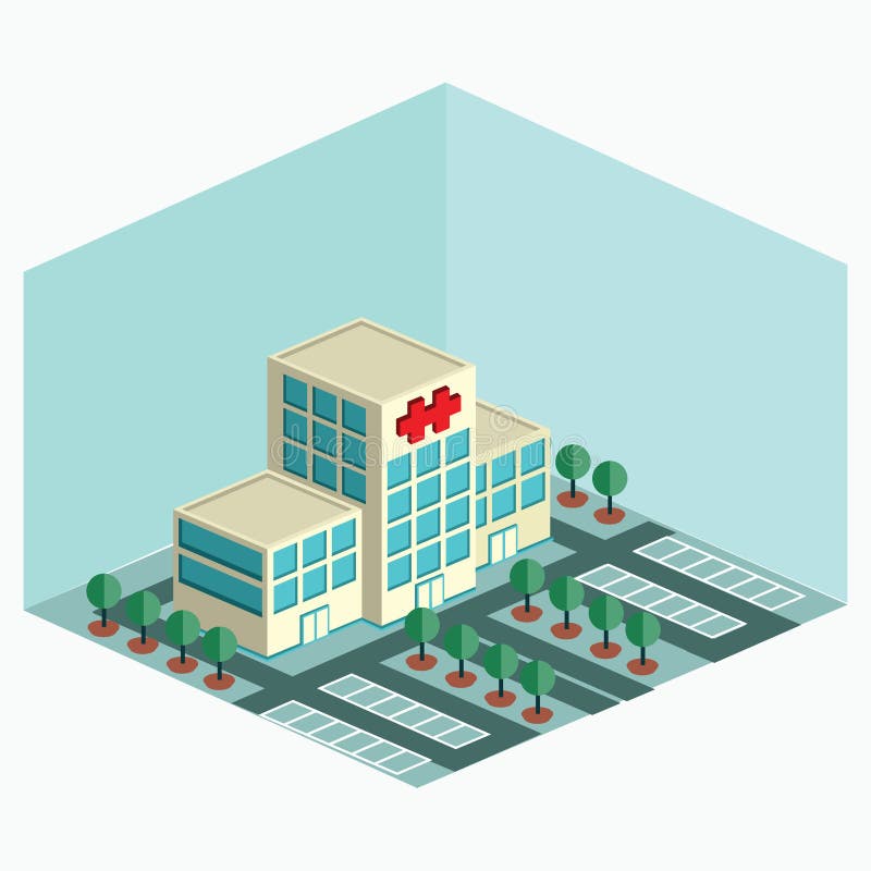Isometric Hospital - Simple Hospital or Clinic Building Stock Vector ...