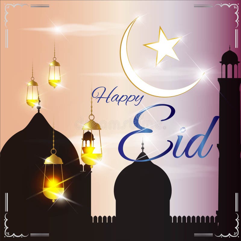 Vector Illustration of Greeting for Holy Islamic Festival Eid Stock ...