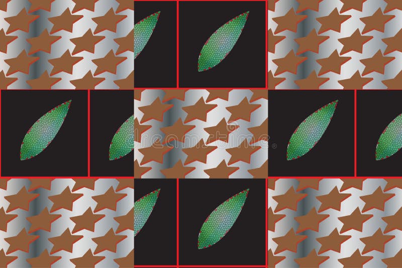 3d Tiles Texture with Stars and Leaf Elements Stock Illustration ...