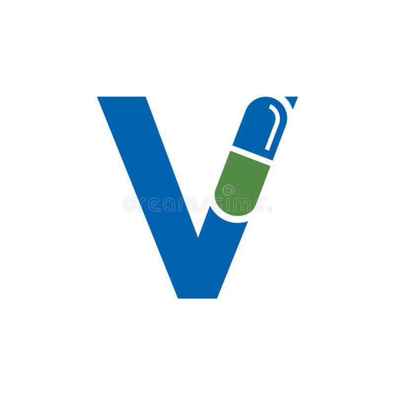 Letter V Pill or Capsule Logo Design. Alphabet Geometric Medicine ...