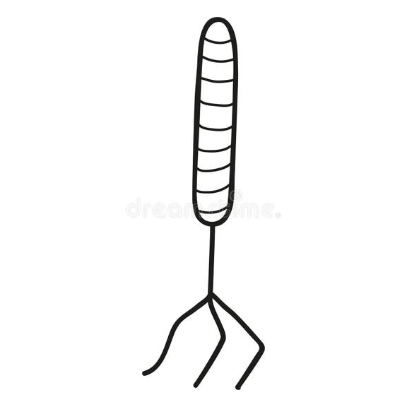 Black and White Garden Landing Fork for Weeding Land. Isolated ...