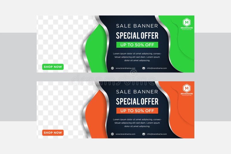 Sale Banner Special Offer Design Template. Horizontal Layout Use Wavy ...