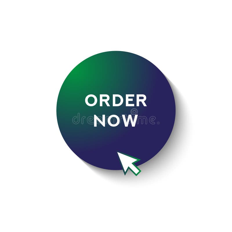 Button with Long Shadow and Mouse Arrow. Order Now. Vector Illustration ...