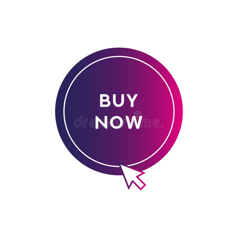 Button with Long Shadow and Mouse Arrow. Buy Now. Vector Illustration ...