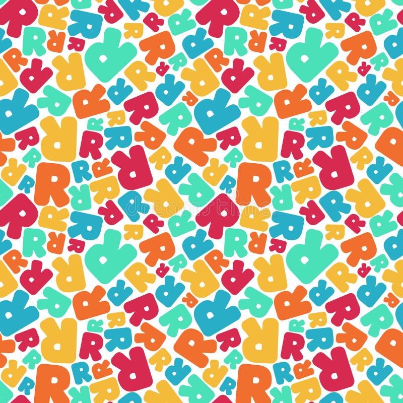 Letter R Mosaic, Kaleidoscopic Colorful Seamless Pattern for Kids Stock ...
