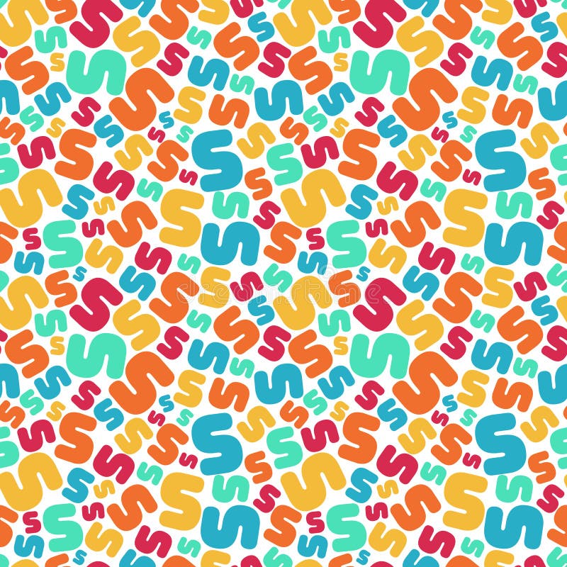 Letter S Mosaic, Kaleidoscopic Colorful Seamless Pattern for Kids Stock ...
