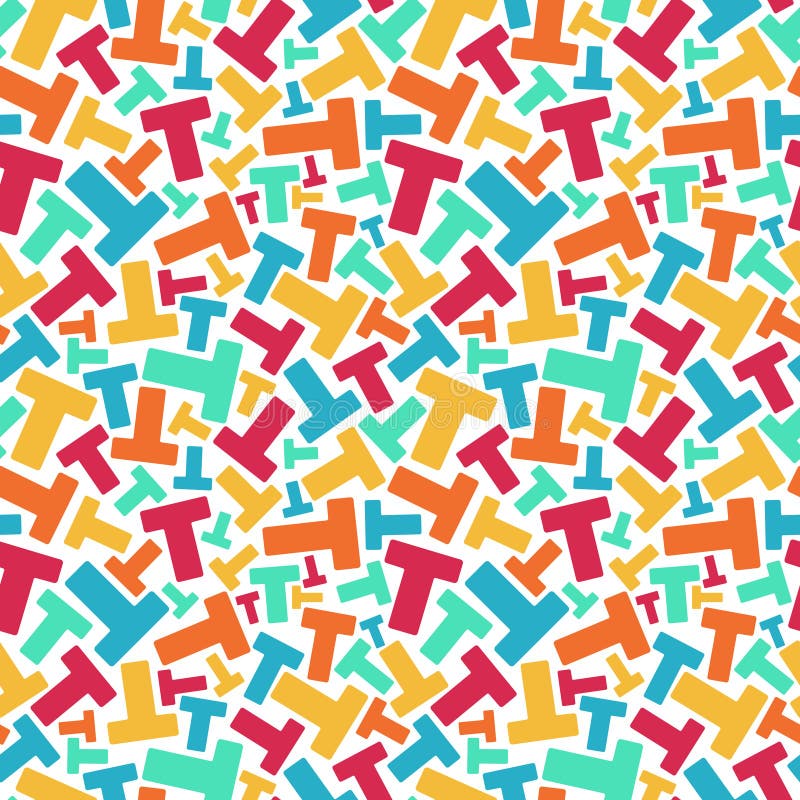 Letter T Mosaic, Kaleidoscopic Colorful Seamless Pattern for Kids Stock ...