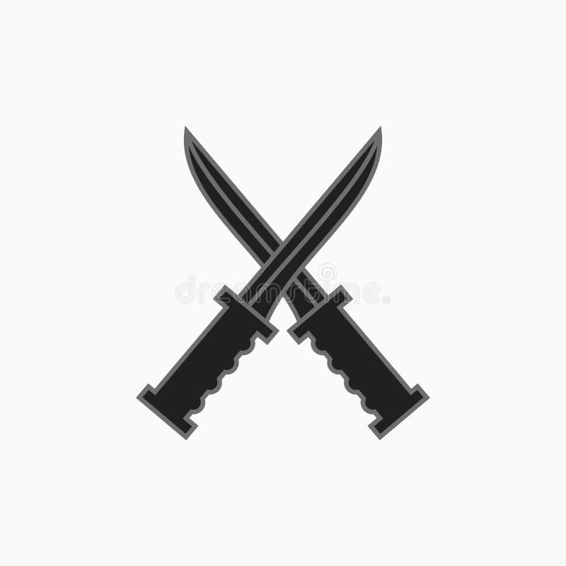Crossed Dagger or Knives Icon or Logo Isolated on White Stock Vector ...