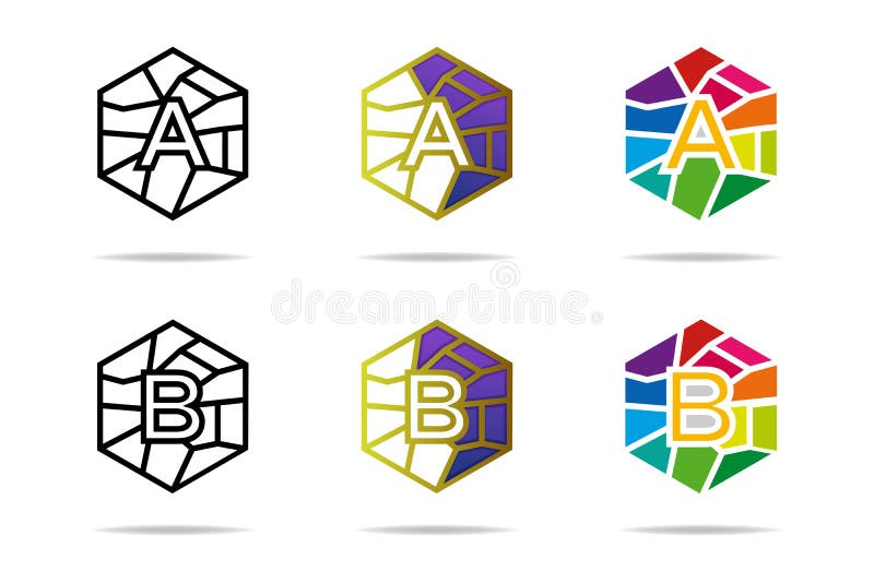 Geometric Triangular Low Polygon Alphabet Letters a and B Stock Vector ...