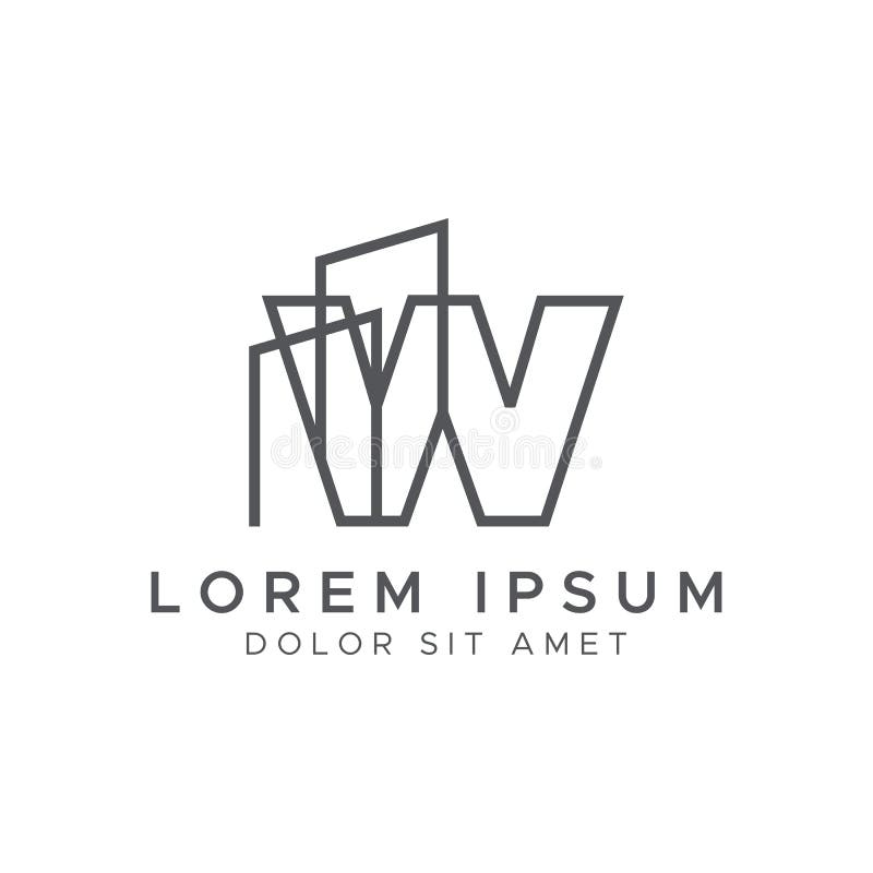 Letter W Line Building Logo Vector Design Template. Stock Vector ...