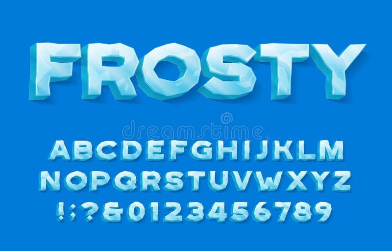 3D Frosty Alphabet Font. 3D Isometric Ice Letters and Numbers Stock ...