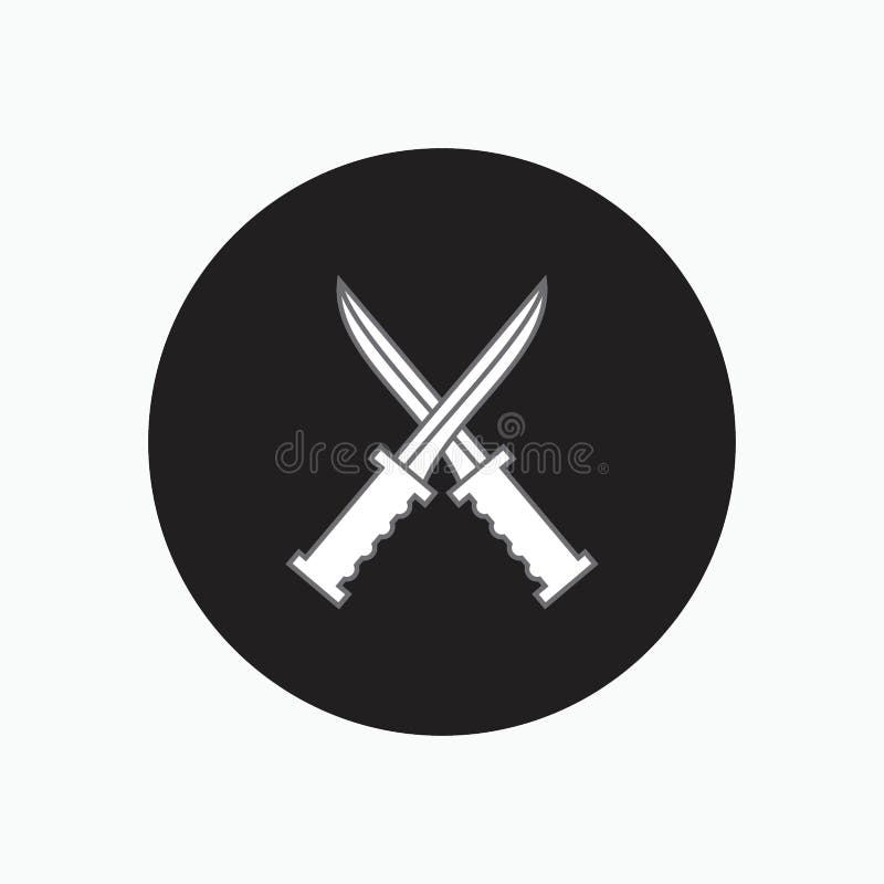 Crossed Dagger or Knives Icon or Logo Isolated on White Stock Vector ...