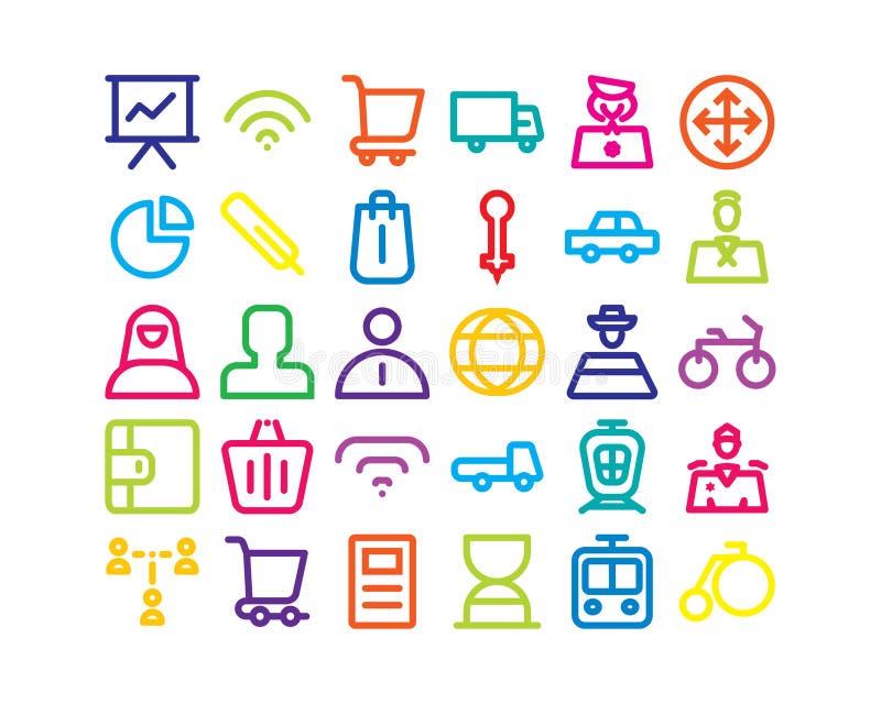 Media Icon Mixed Color Line Style Stock Vector - Illustration of style ...