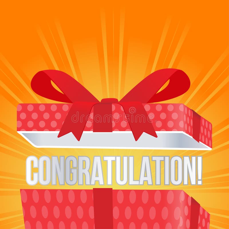 Opened Gift Box with Congratulation Text Vector Illustration Stock ...