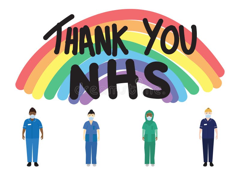 Thank You NHS Rainbow Vector with Nurse in Personal Protective ...
