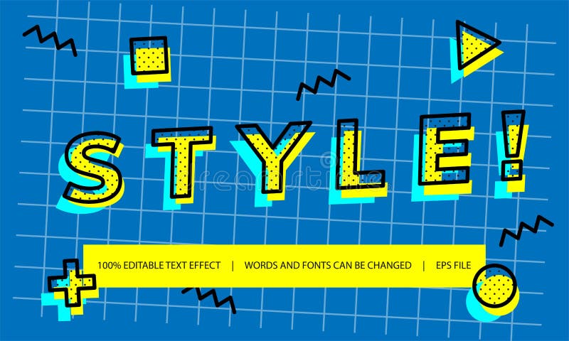 Text Effect - Memphis Style Stock Vector - Illustration of vector ...