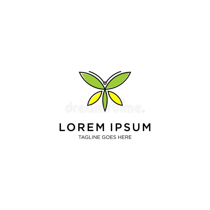 Luxury Butterfly Logo with Yellow and Green Fresh Color Stock Vector ...