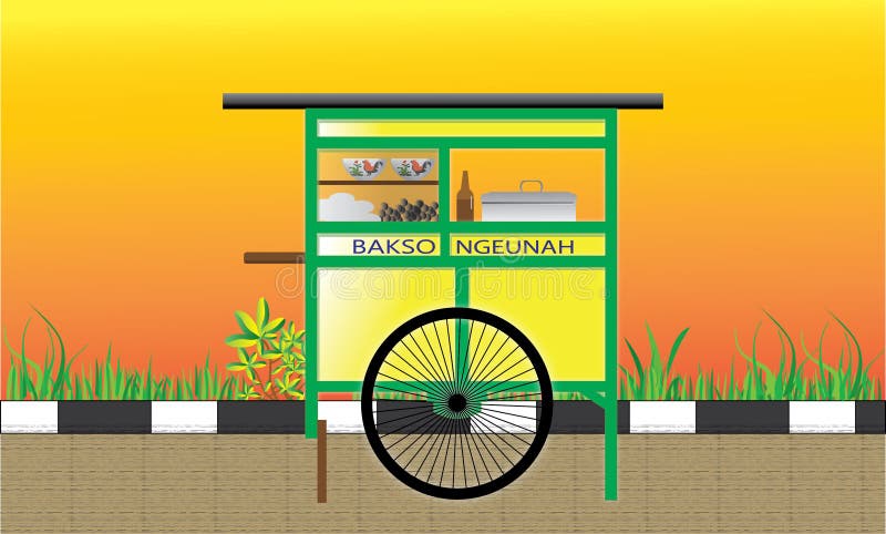 Gerobak Traditional Asia Food Stall Vector Illustration Stock ...