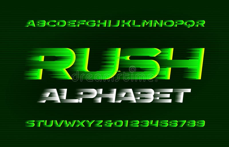 Rush Alphabet Font. High Speed Effect Letters and Numbers Stock Vector - Illustration of ...