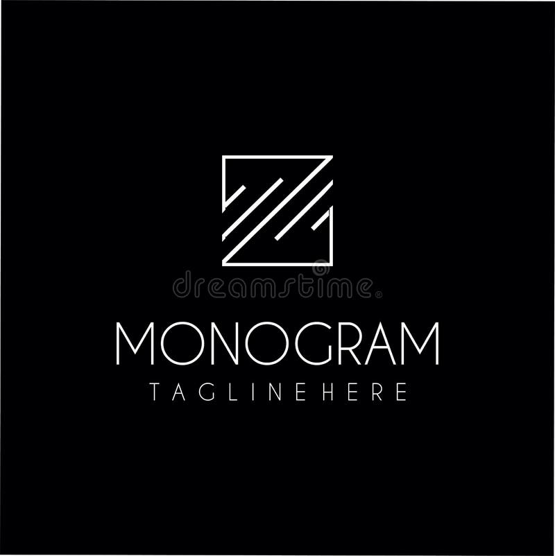 Square Monogram Letter E Logo with Thin Black Monogram Outline Contour ...