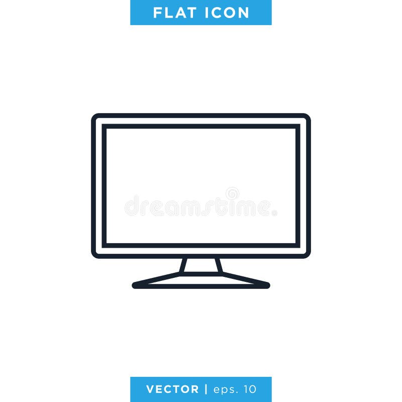 Desktop Monitor Icon Vector Design Template. Editable Stroke Stock ...