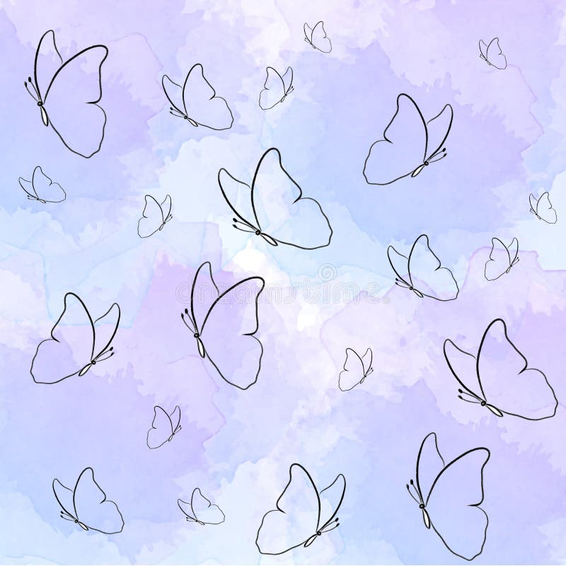 Print Beautiful Butterfly Line ILLUSTRATION ART Stock Illustration ...