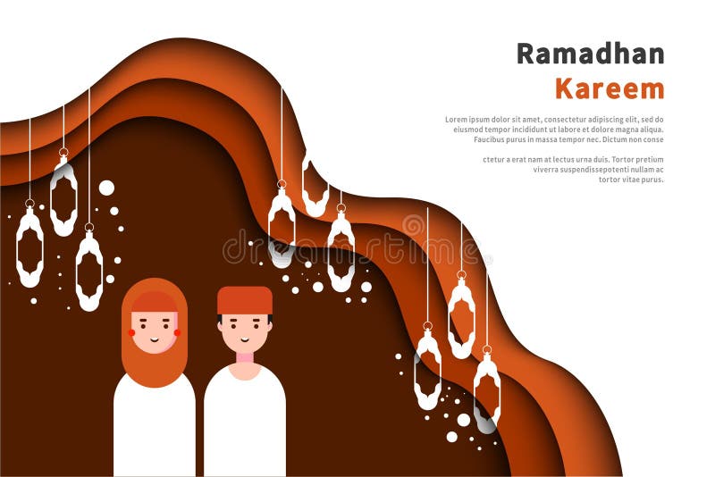 Simple Illustrations and Paper Cut Design with Ramadan Theme Stock ...