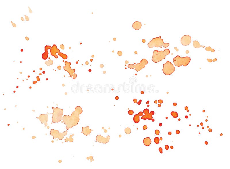 Set of Yellow and Orange Splash on White Background. Grunge Ink Blots ...
