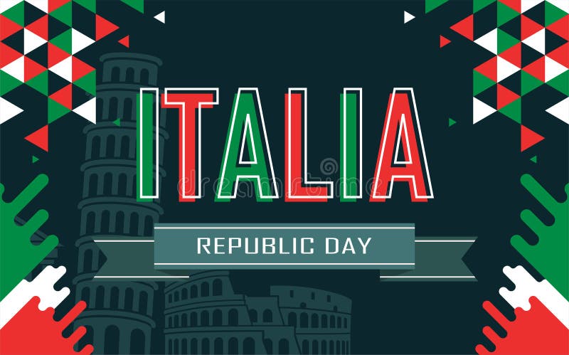 Republic Day of Italia or Italy Banner with Geometric Cultural Icons ...