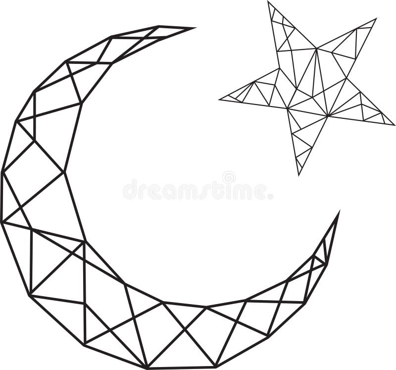 Print Vector Abstract Polygonal Geometric Star and Moon Stock Vector ...
