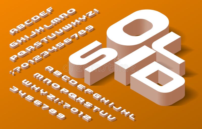 Solid Alphabet Font. 3d Isometric Letters, Numbers and Symbols with ...