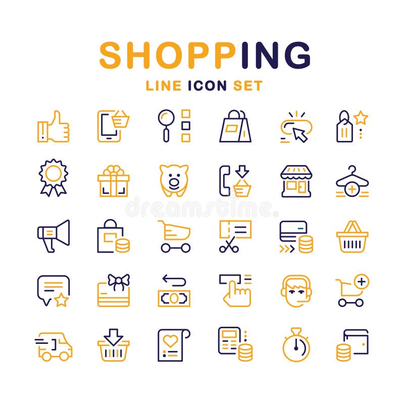 Simple Icon Shopping Set Illustration Editorial Photo - Illustration of ...
