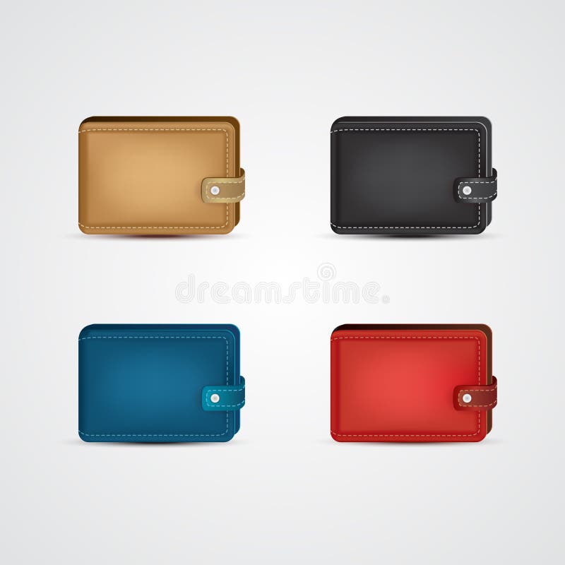 Set Leather Wallet Realistic with. Vector Illustration. Stock Vector ...
