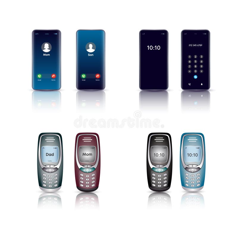 Mobile Phone from Different Angles on White Background. Stock Vector ...