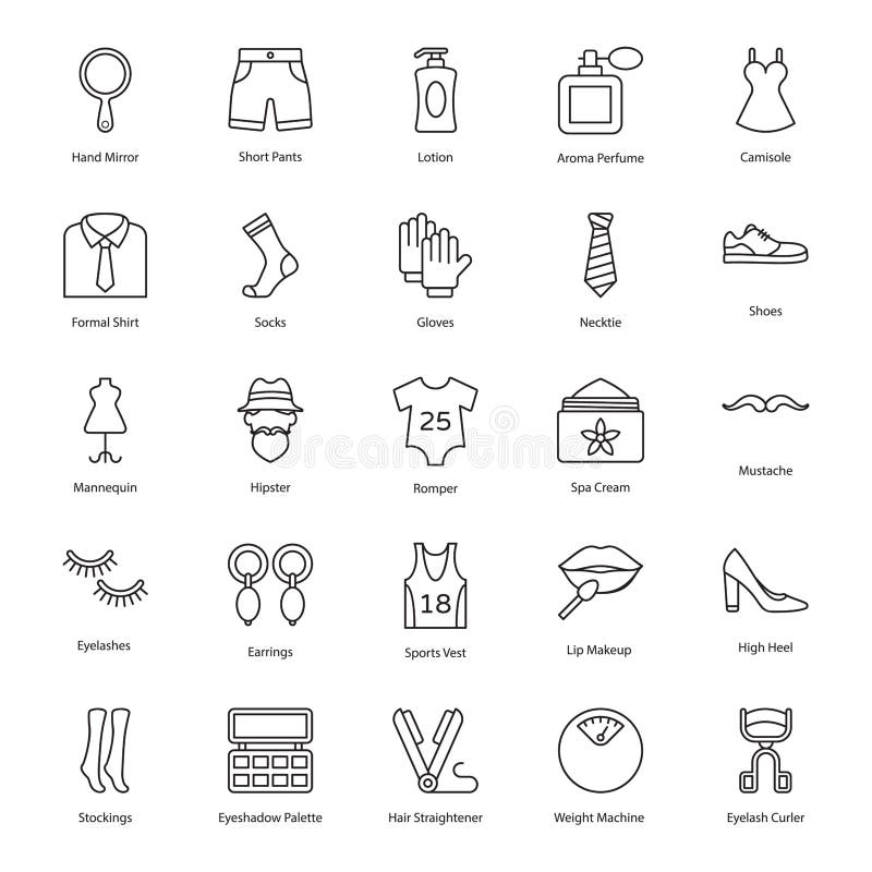 Beauty and Fashion Accessories Line Icons Pack Stock Vector ...