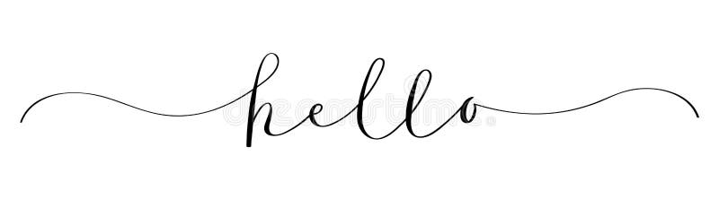 Hello Black Lettering Text on White Background. Handwritten Simple ...