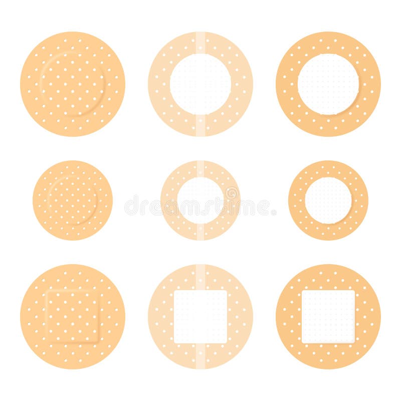 Vector Set of 9 Round Medical Bandages with / without Wrapper on ...