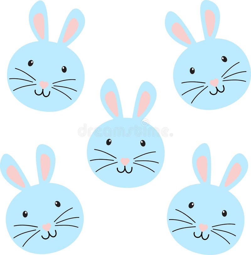 Print Cute Blue Easter Rabbit, Vector Illustration Stock Illustration ...