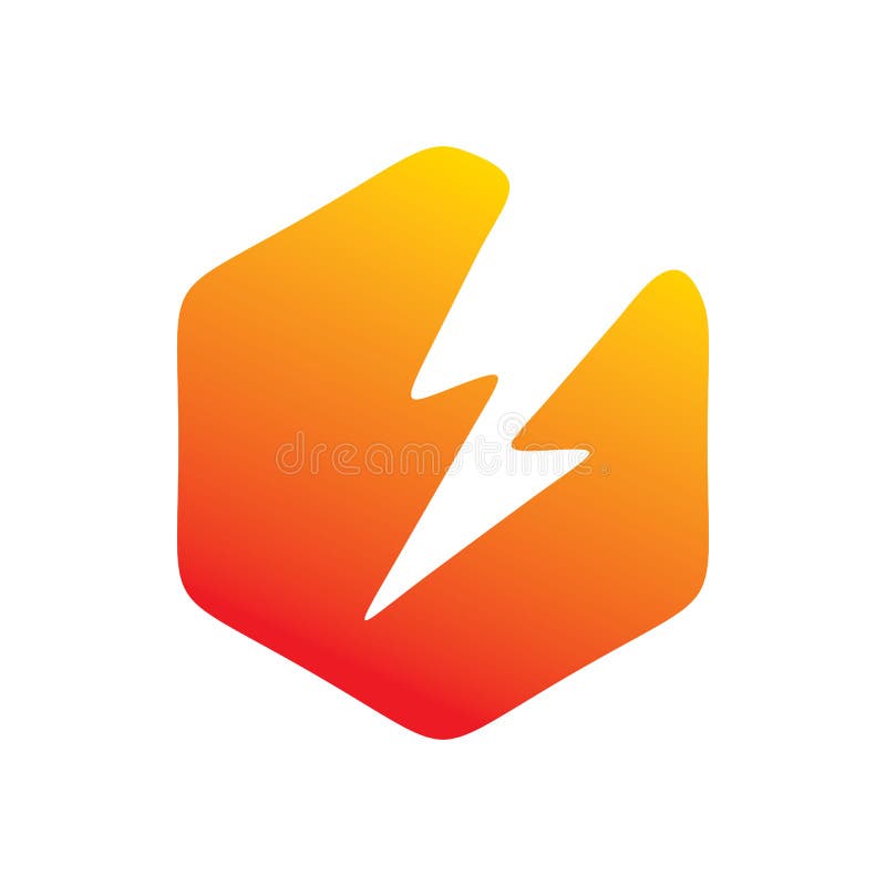 Full Color Hexagon Lightning Energy Power Logo Design Stock Vector ...