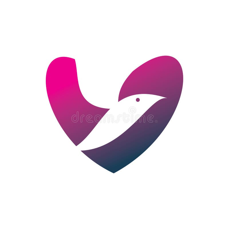 Full Color Love Hearth Bird Wing Fly Logo Design Stock Vector ...