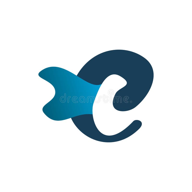 Blue Color Font Letter C Water Fluid Logo Design Stock Vector ...