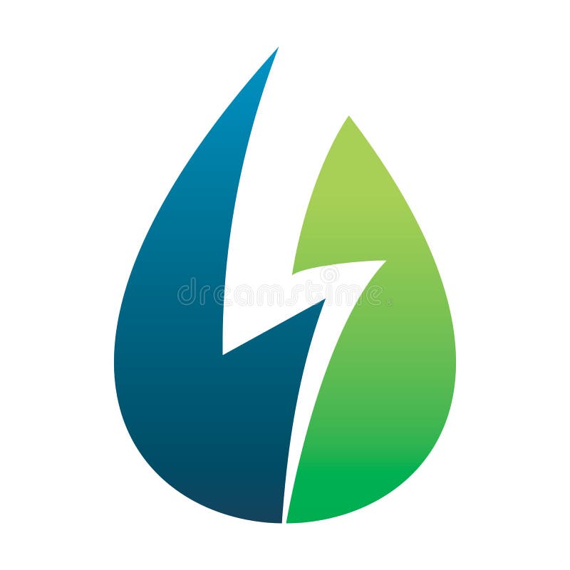 Blue Green Nature Energy Electric Leaf Logo Design Stock Vector ...