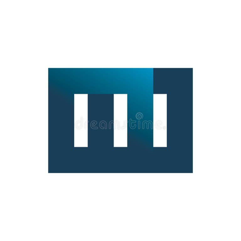 Blue Color Square Line Letter Font M Logo Design Stock Vector ...