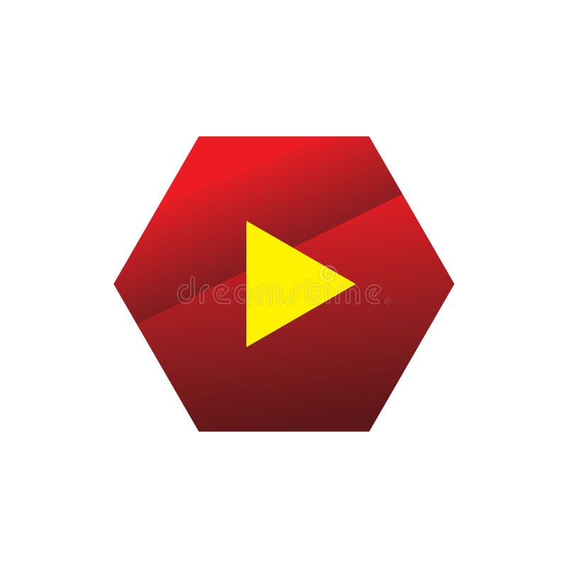 Red Play Media Hexagon Color Logo Design Stock Vector - Illustration of ...